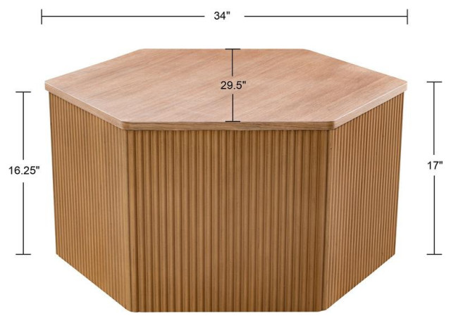 Fluted Hexagon Coffee Table - Contemporary - Coffee Tables - by Bison ...