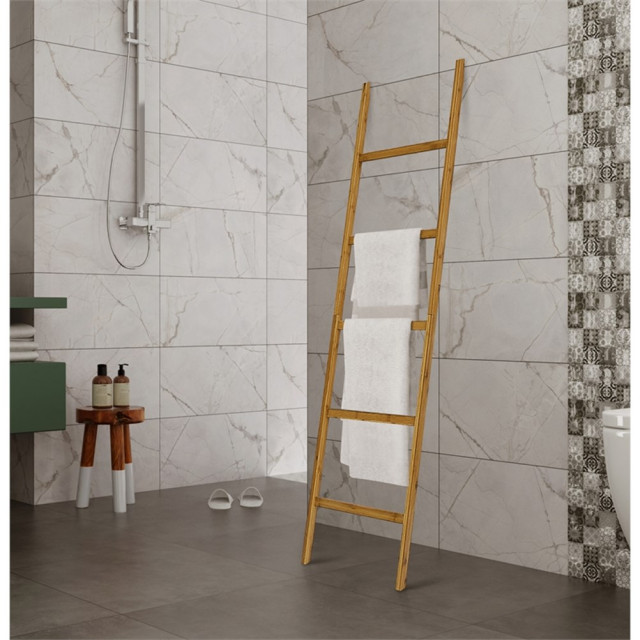 Gallerie Decor Natural Spa Transitional Bamboo Towel Ladder in Natural ...