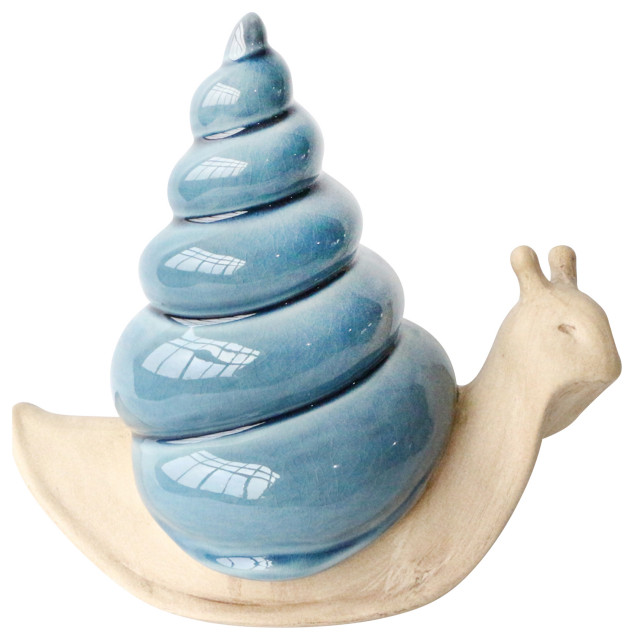 Sagebrook Home Ceramic 11" Snail Deco, Blue - Contemporary - Decorative ...