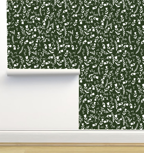 Tiny Flowers Forest Green Wallpaper by Monor Designs, 24"x144 ...
