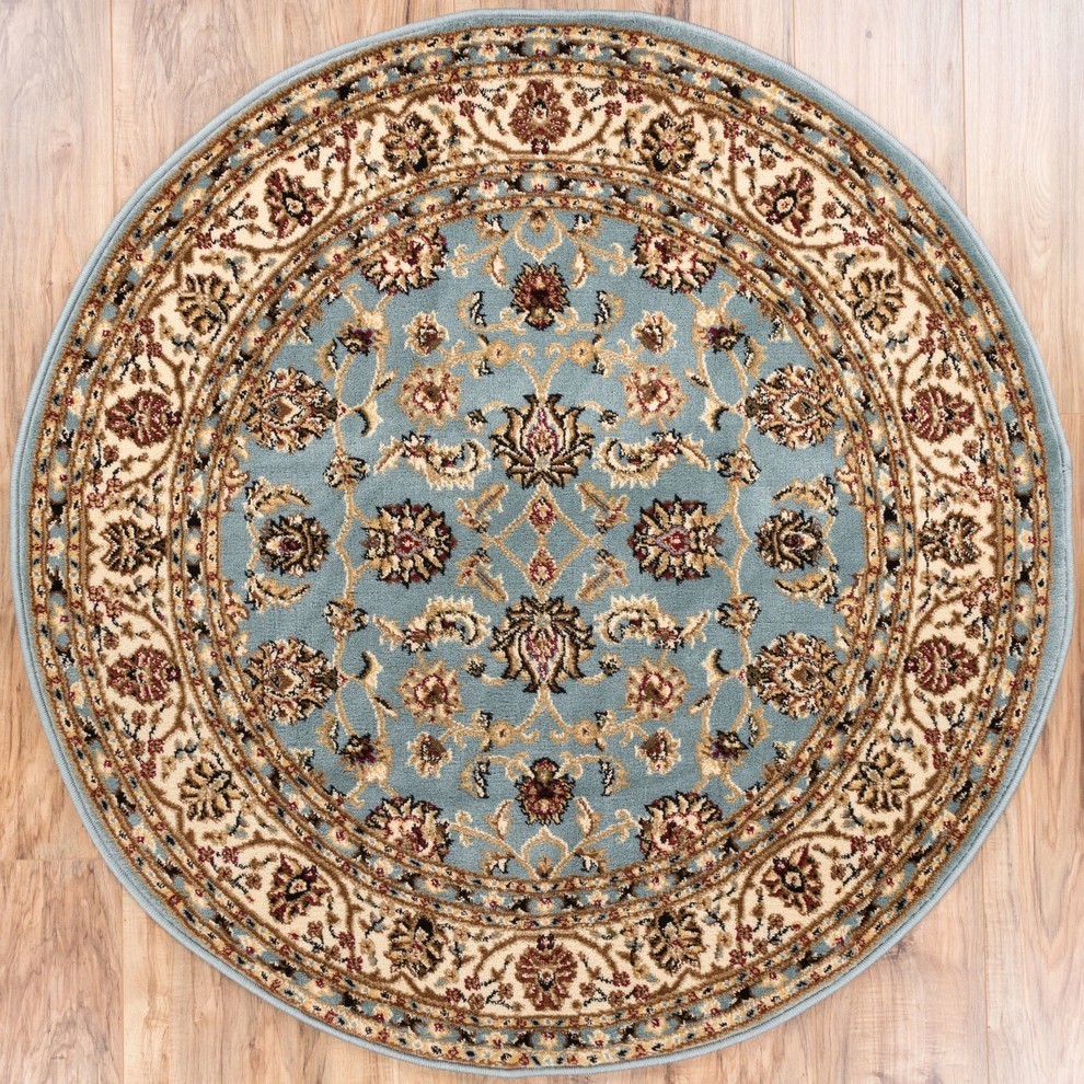 Well Woven Barclay Sarouk Rug, Light Blue, 3'11"x5'3", 3'11" Round ...