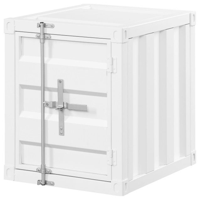 Benzara BM207464 Industrial Style Metal Cargo End Table with Openable ...