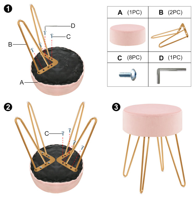Golden Hairpin Legs Vanity Stool - Midcentury - Vanity Stools And ...