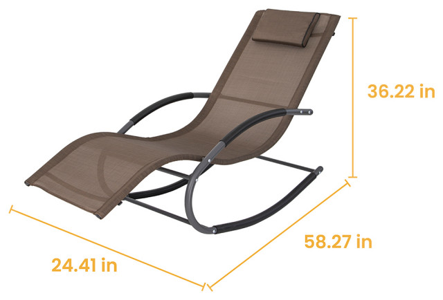 Patio Rocking Chair Curved Rocker Chaise Lounge Chair with Pillow (Set ...