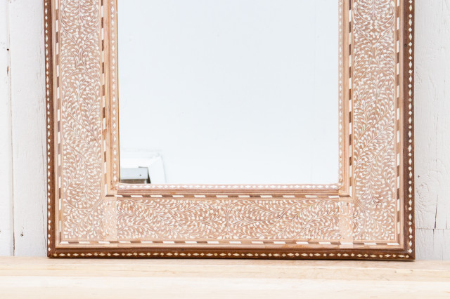 Modern Farmhouse Anglo-Indian Inlay Mirror - Mediterranean - Wall ...