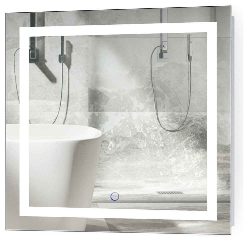 Krugg LED Bathroom Mirror, 24W X 24L Lighted Vanity Mirror - Dimmer ...