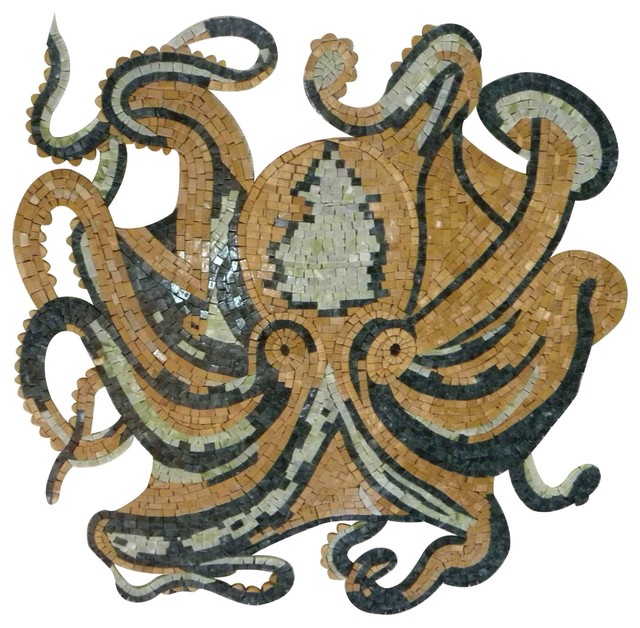 Yellow Octopus Marble Mosaic - Beach Style - Tile Murals - by Mozaico ...