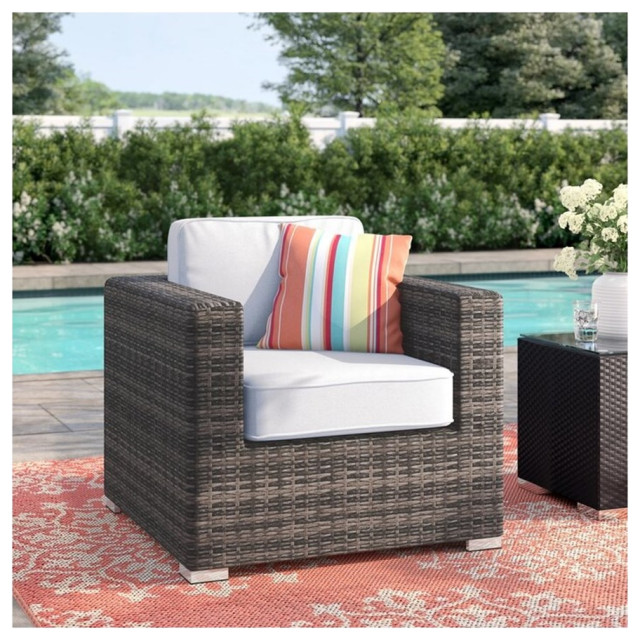 Living Source International 33"W Wicker / Rattan Patio Chair in ...