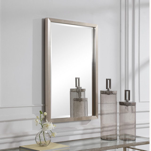 36" Modern Gray Rectangle Mirror - Contemporary - Wall Mirrors - by ...