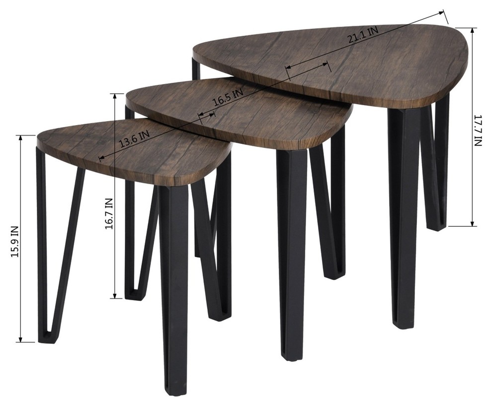 Eye Catching Nesting Corner Table Set of 3 - Industrial - Coffee Table ...
