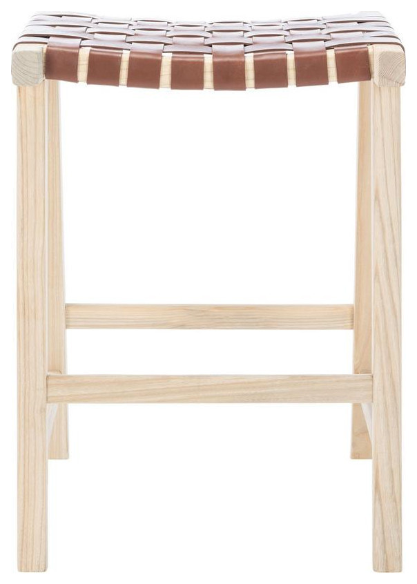 Hadrian Rectangle Counter Stool, Set of 2, Cognac - Transitional - Bar ...