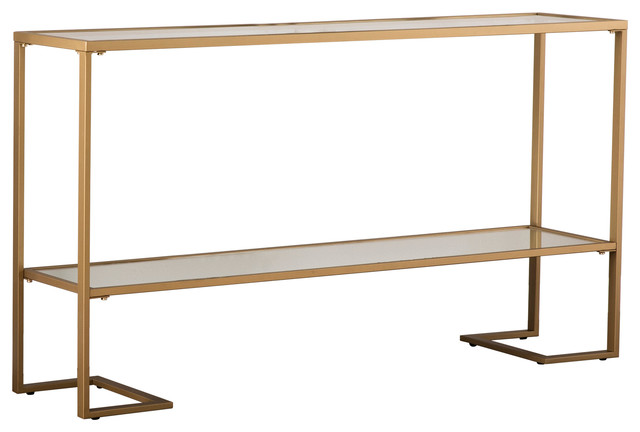 Camino Glam Narrow Console, Gold With Mirror - Contemporary - Console ...