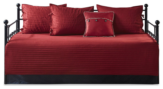 Madison Park Ridge 6 Piece Reversible Daybed Cover Set, Red, Daybed ...