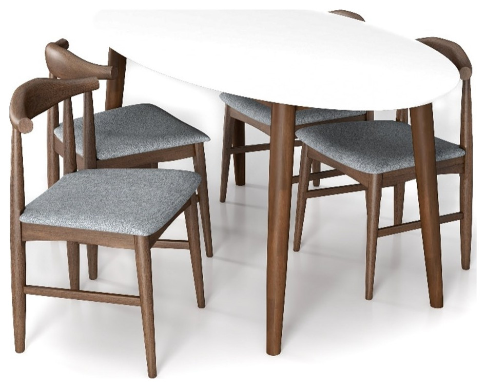 Karem Modern 5 Piece Solid Wood Dining Room And Kitchen Set Midcentury