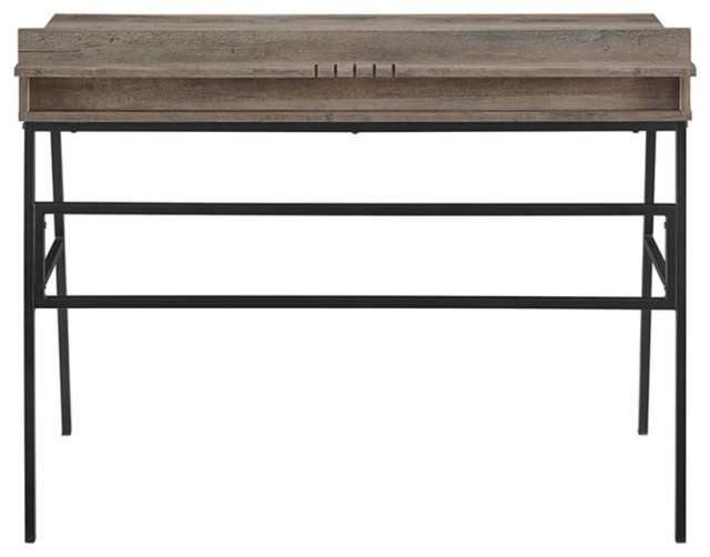 Urbanpro 42" Engineered Wood 3-Drawer Angled Front Desk in Gray Wash ...