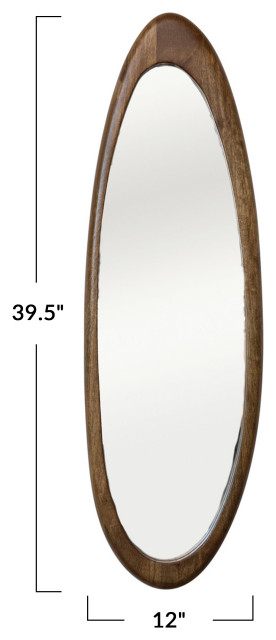 Oval Mango Wood Framed Wall Mirror, Natural - Transitional - Wall ...