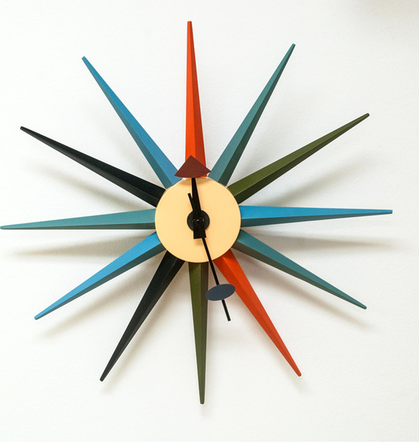 Mod Made Mid Century Modern Multi Color Star Clock - Midcentury - Wall ...