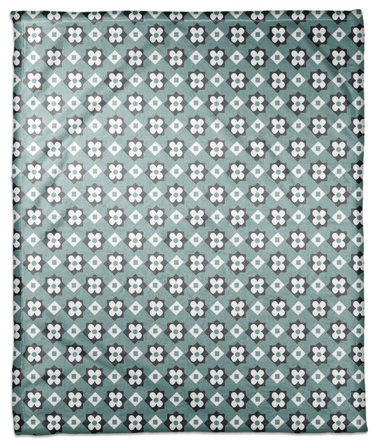 Blue Flower Pattern Fleece Blanket - Contemporary - Throws - by Designs ...