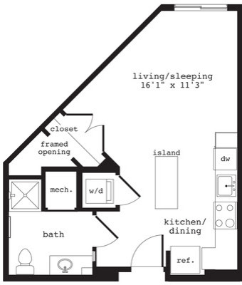 Help with a a triangular studio layout?