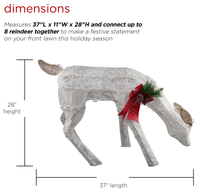 White Grazing Light Up Mesh Deer Décor - Outdoor Holiday Decorations ...
