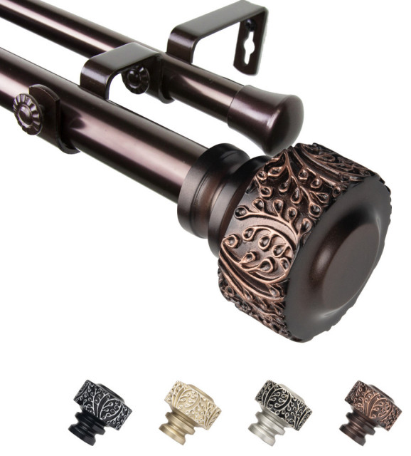 Lucinda 1" Double Curtain Rod, 120-170" - Traditional - Curtain Rods ...