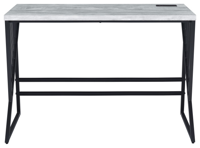 Acme Collick Writing Desk With USB Weathered Gray and Black Finish ...
