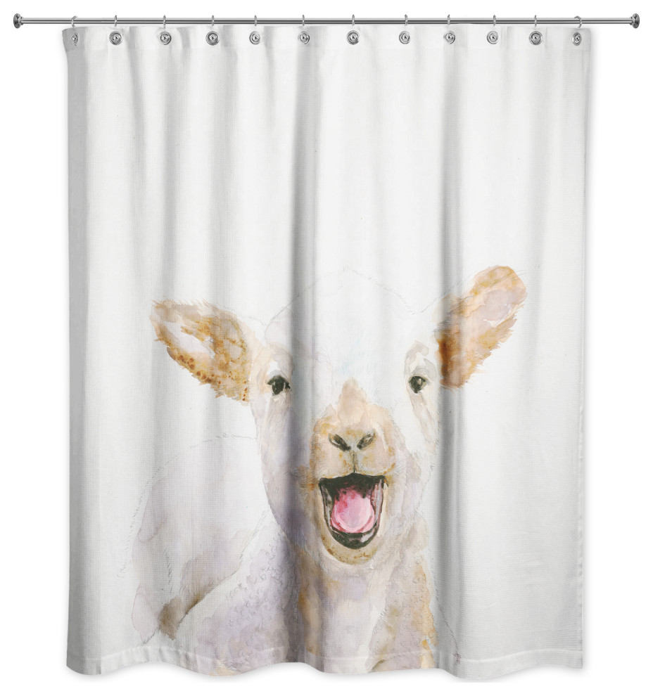 Happy Baby Goat Painting 71x74 Shower Curtain, 71x74 - Farmhouse ...