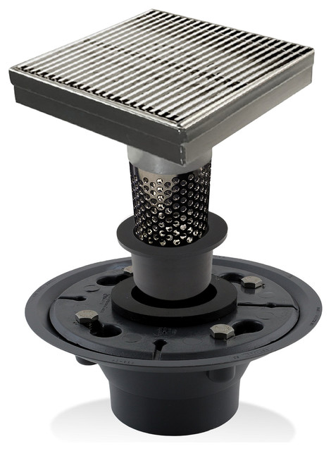 4 Inch Square Drain, 2" ABS Drain Base Set, Linear Wedge Design ...