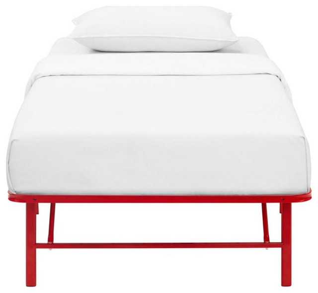 Modway Horizon Stainless Steel Twin Metal Bed Frame in Red, Twin - Bed ...