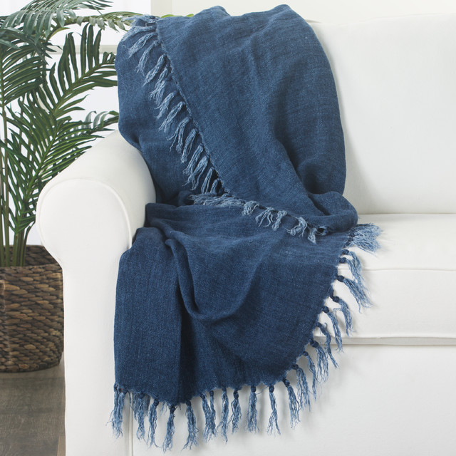 Jaipur Living Lisabet Solid Blue Throw, 51"x67" - Contemporary - Throws ...
