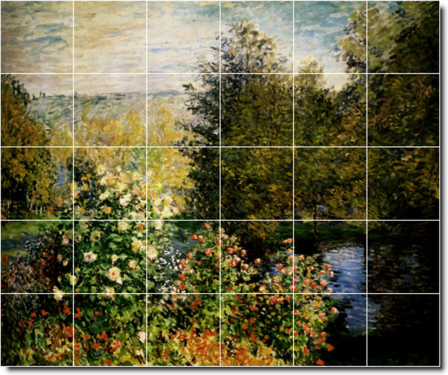 Claude Monet Garden Painting Ceramic Tile Mural #17, 72" Wide x 60 ...