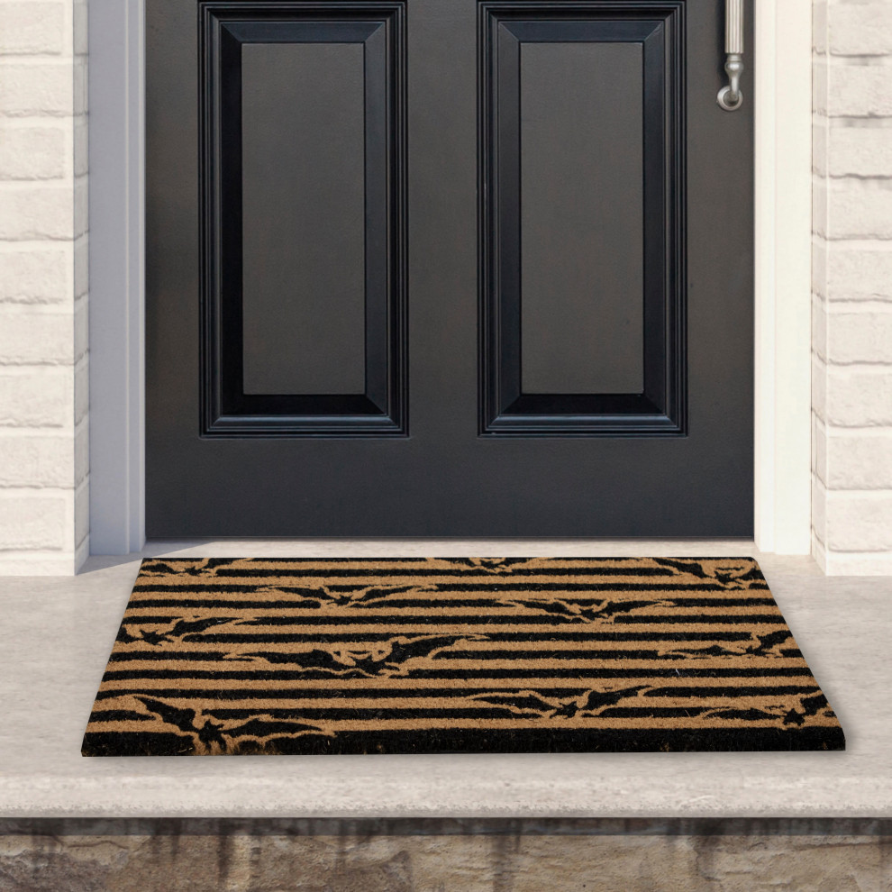 Natural Coir Flying Bats Halloween Doormat 18"x30" - Contemporary ...