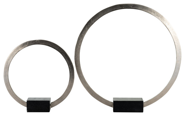 Metal, 12", Standing Ring, Base, Nickel/Black, 12x3x13 inches ...