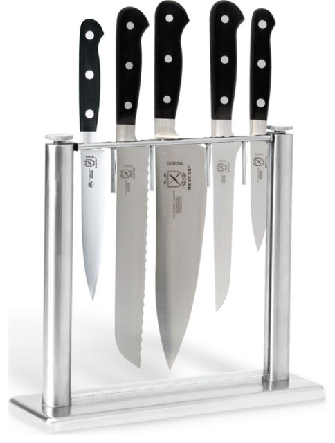 Mercer Renaissance 6 Piece Knife Block Set with Tempered Glass Block ...