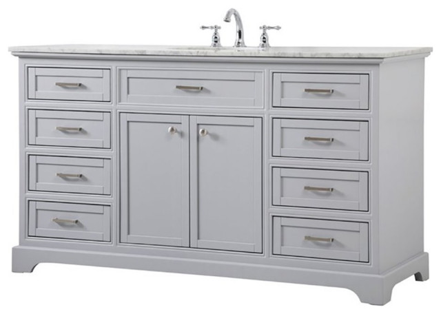 Elegant Decor Americana 60" Metal MDF Marble Single Bathroom Vanity in ...