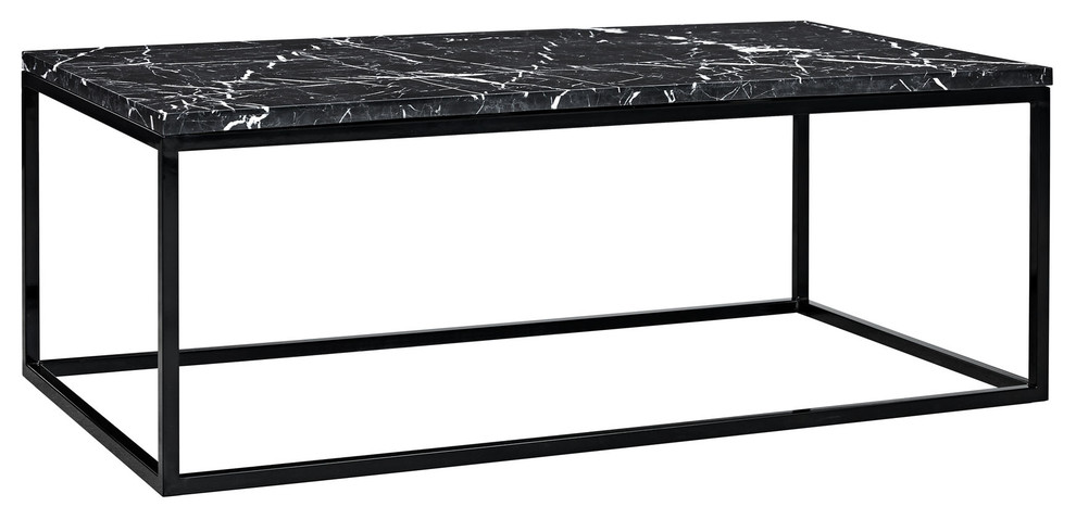 Julien Rectangular Cocktail Table, Black Base, Black Marble Top ...
