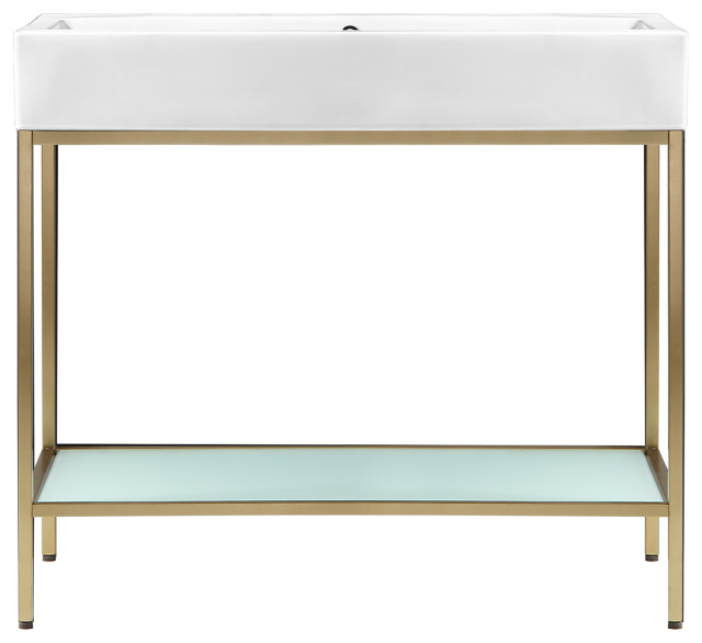 Pierre 40" Single, Freestanding, Open Shelf, Metal Frame Vanity ...
