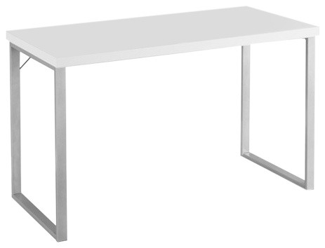 Computer Desk - 48"L / White / Silver Metal - Contemporary - Desks And ...