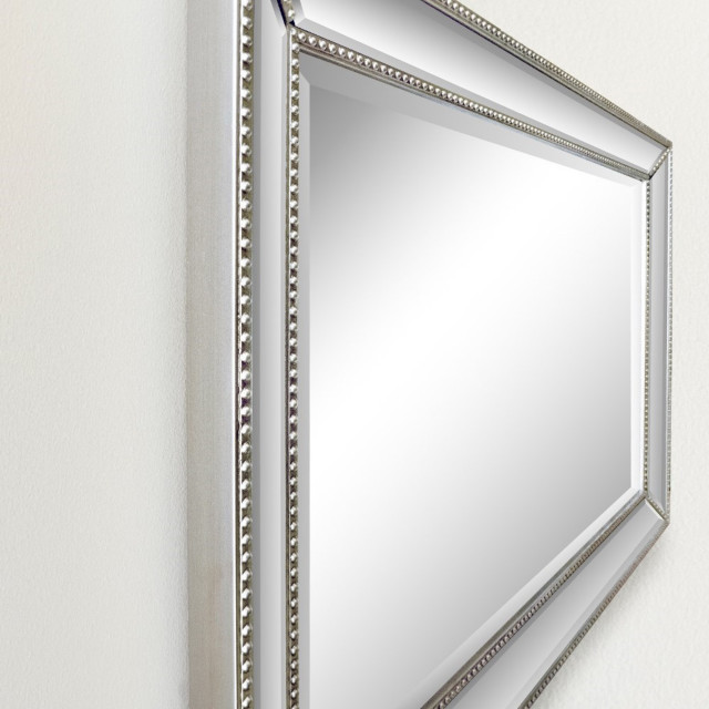 24" Rectangle Silver Beaded Frame Mirror - Transitional - Wall Mirrors ...