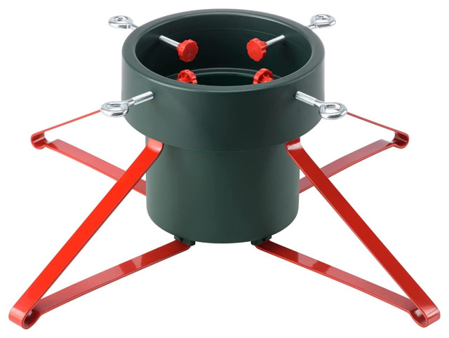 Tree Nest Large Trendy Christmas Tree Stand for Real Trees, Green/Red ...