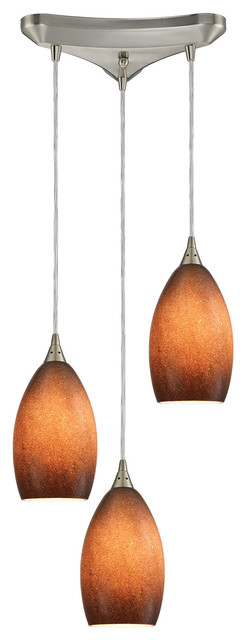 Earth 3 Light Pendant, Satin Nickel and Sand Glass - Contemporary ...