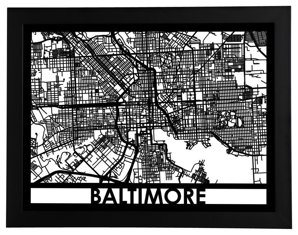 Baltimore Street Map - Contemporary - Prints And Posters - by Cut Maps ...