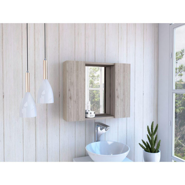 DEPOT E-SHOP Garnet Medicine Cabinet, Mirror, One External Shelf, Two ...