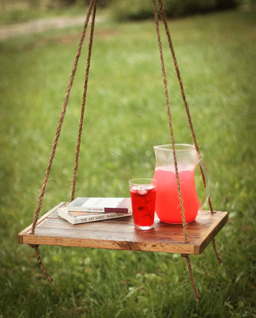 Rope Suspended Outdoor Table - Farmhouse - Outdoor Side Tables - by ...