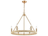 Abaca 6-Light Chandelier, Satin Brass With Abaca Rope Accents - Beach ...