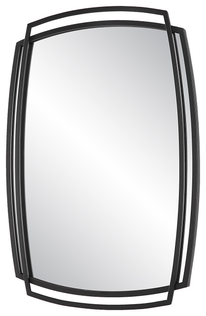 Overlapping curved metal frames Mirror in Satin black finish ...