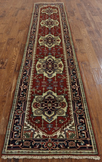3x12 Runner Heriz Serapi Rug, 2' 7" x 12' 1" - Mediterranean - Hall And ...