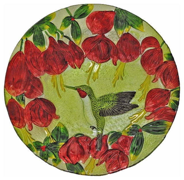 18" Hummingbird Glass Plate, 18x18x3 - Tropical - Decorative Plates ...