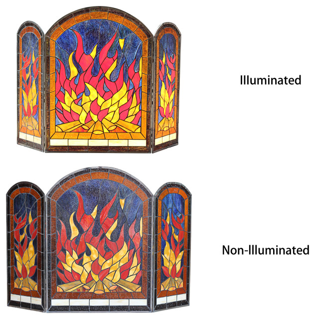CHLOE Lighting FLAME Tiffany-Style 3-Piece Arched Folding Fireplace ...
