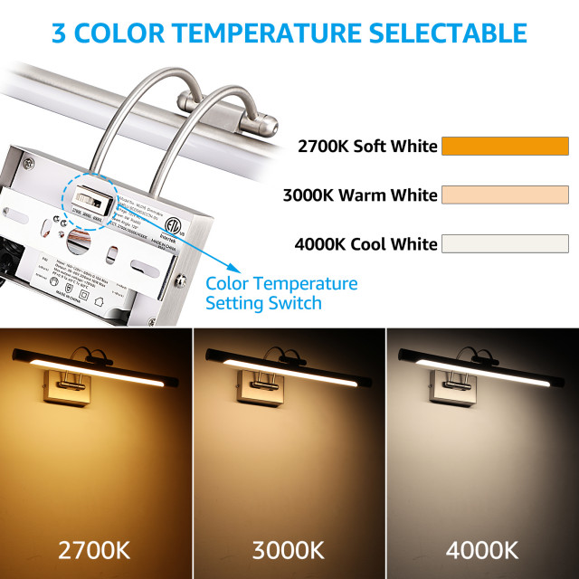 4 Pack 3CCT LED Picture Light, Plug-in/Hardwire, Satin Nickel ...